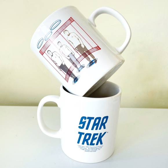 Vintage | Kitchen | Vintage 989 Beam Me Up Star Trek Coffee Mugs Set Of ...